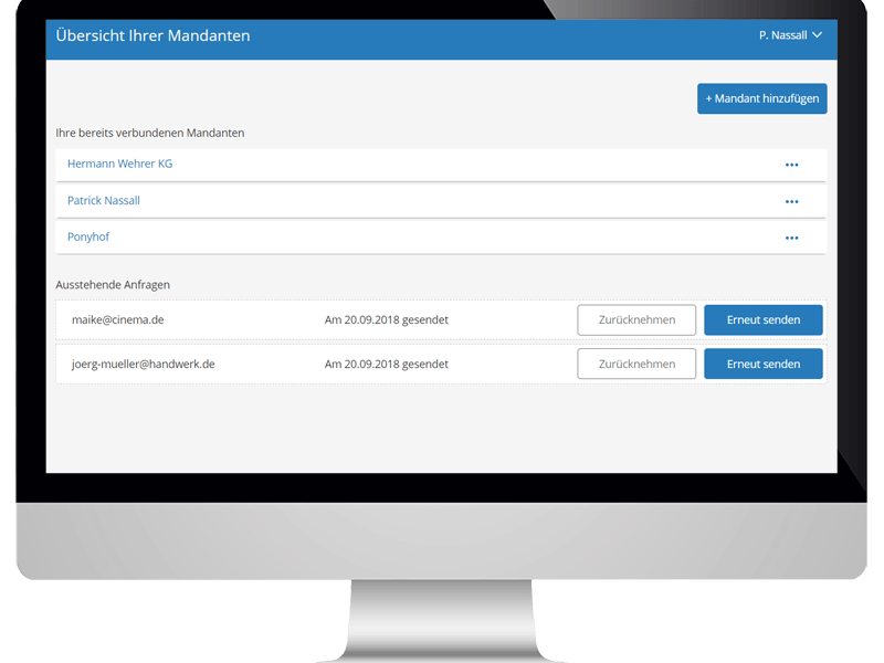 Funktionen für Steuerberater in Lexware Office für die Zusammenarbeit