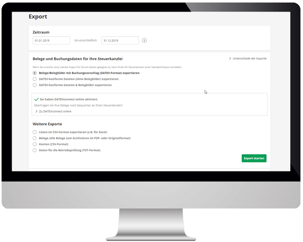 Datenexport in Lexware Office zur Kanzleisoftware für StB