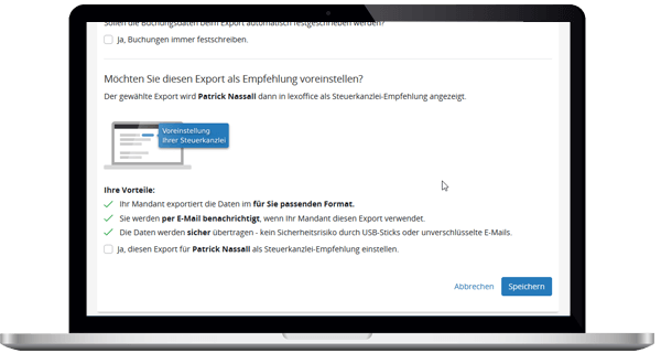 Datenexport in Lexware Office zur Kanzleisoftware für StB